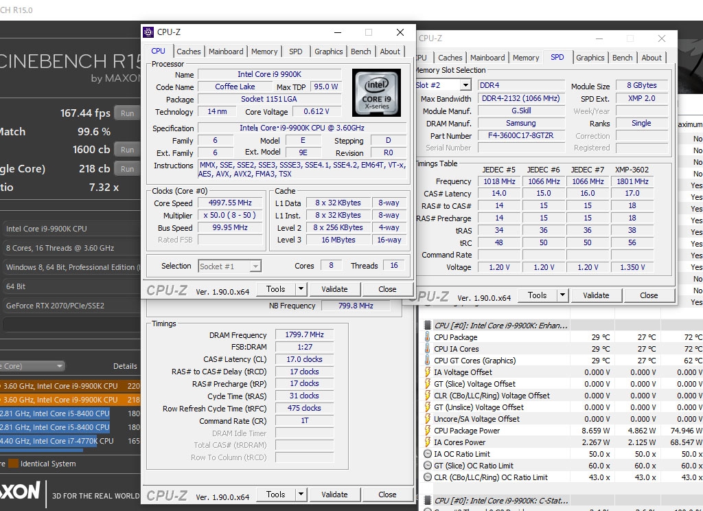価格.com - 『CINEBENCH R15 i9-9900K(65W) + 2070ARMOR 21℃ Max138W(CPU Multi ...