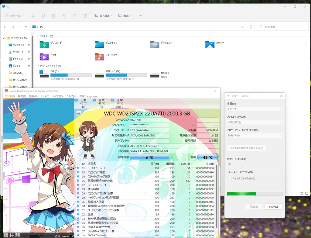 価格.com - バッファロー MiniStation HD-PCG1.0U3-BBA [ブラック] キハ65さん のクチコミ掲示板投稿画像・写真「通常のフォーマットの時間」[3727254]