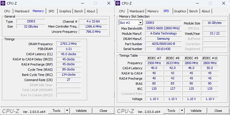 価格.com - 『CPU-Zの表示』ADATA AD5U560016G-DT [DDR5 PC5-44800 16GB 2枚組] ToPpEnさん のクチコミ掲示板投稿画像・写真「自動で ...