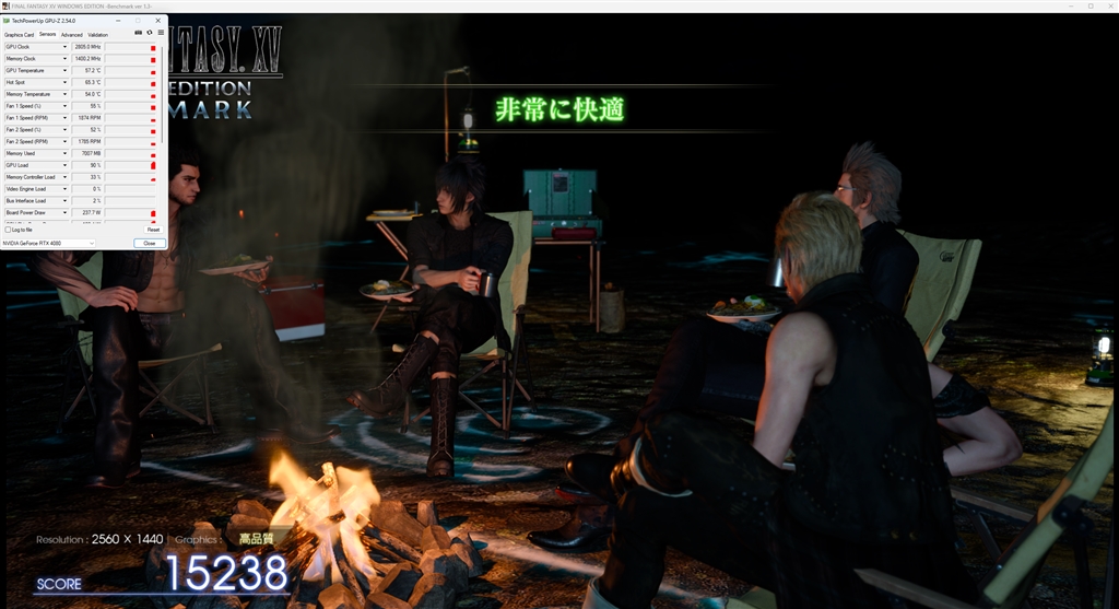 価格.com - 『FF15 ベンチマークテスト 高品質 WQHD window』ZOTAC GAMING GeForce RTX 4080 16GB AMP Extreme AIRO ZT ...