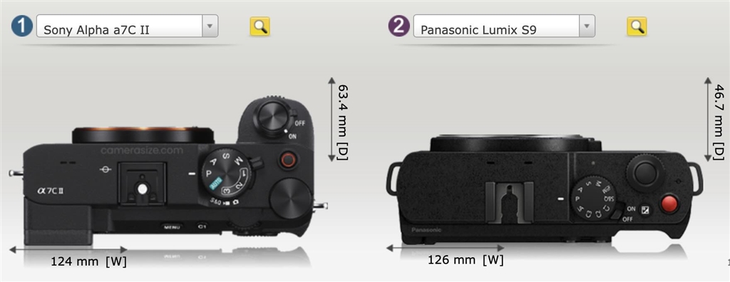 価格.com - 『camerasize.com より サイズ比較』パナソニック LUMIX DC-S9 ボディ heporapさん のクチコミ掲示板投稿画像・写真「冷静に考えると」[3935549]