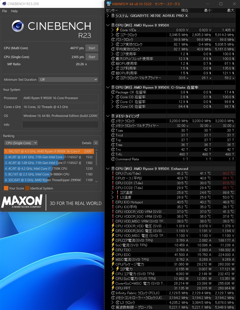 価格.com - 『CINEBENCH-R23』AMD Ryzen 9 9950X BOX Solareさん のクチコミ掲示板投稿画像・写真 ...
